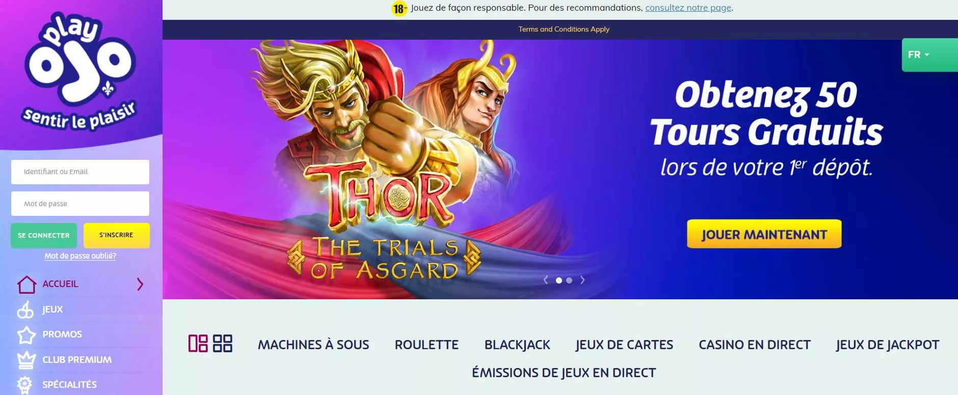 PlayOJO Casino Canada Avis 2026 & 🤑 BONUS 50 tours gratuits sans wager